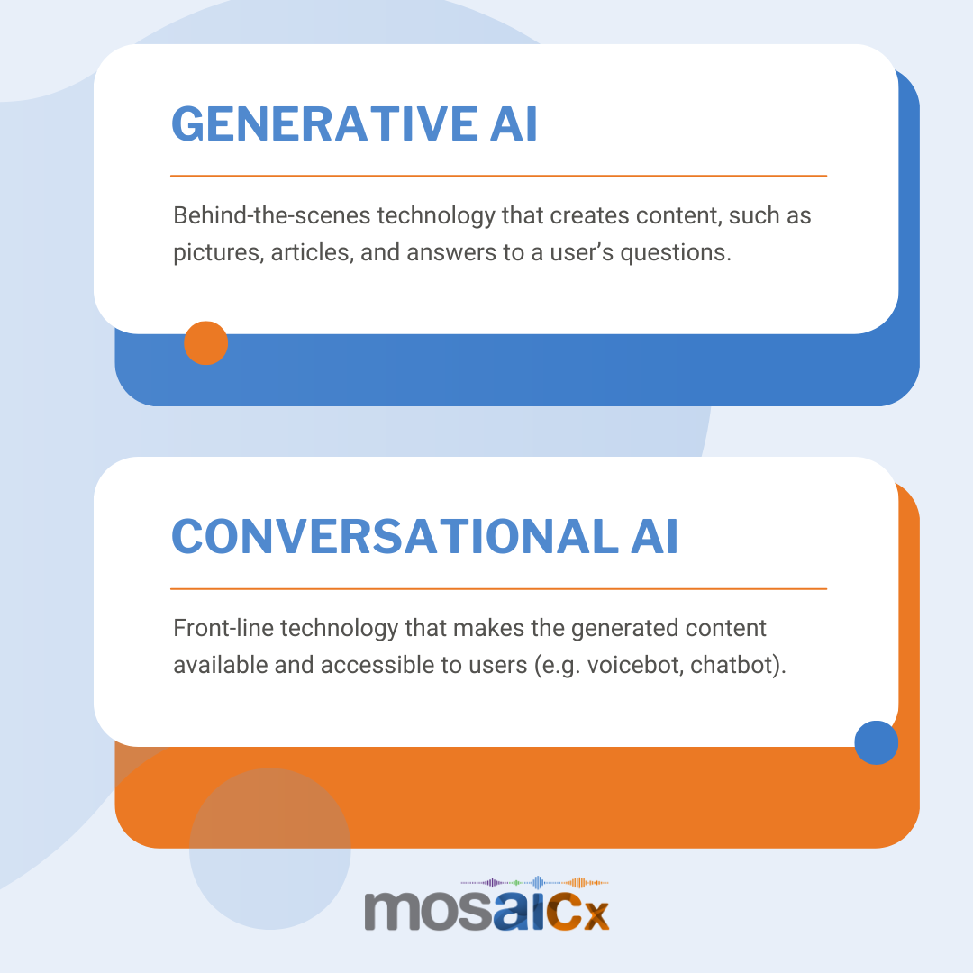 Generative AI vs. Conversational AI: Differences & How They Work Together Generative AI vs. Conversational AI: Differences & How They Work Together